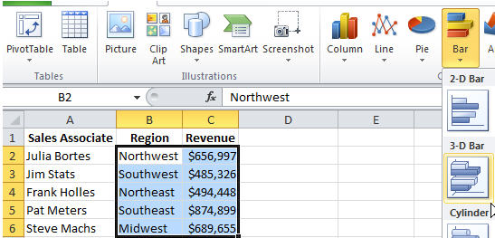 Excel: Chart – Bar (Vertical) | TechMbaBi